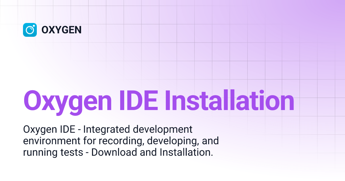Oxygen IDE Installation | OXYGEN